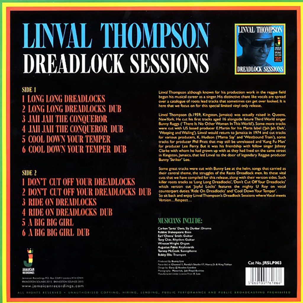 Linval Thompson The Dread Locks Sessions 12 Track LP | Cruise Digital Music